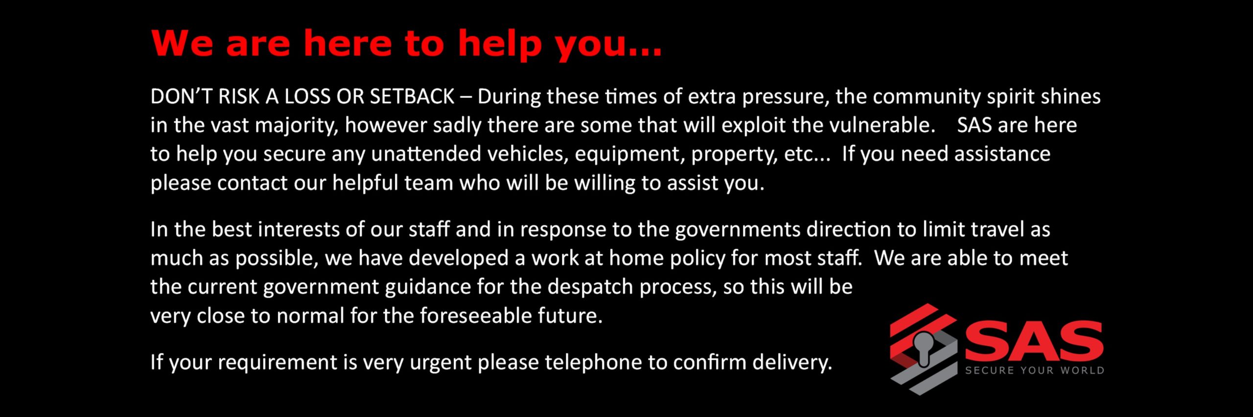 SAS Security Products - SECURE YOUR WORLD